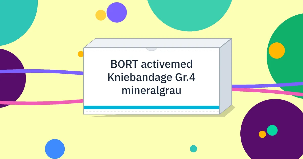 Symbolbild: Packung mit der Aufschrift BORT activemed Kniebandage Gr.4 mineralgrau (PZN 15258833) – Verfügbarkeit und Bezug in Apotheken in Frankfurt am Main