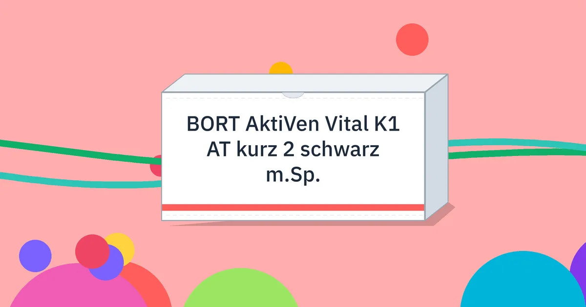 Symbolbild: Packung mit der Aufschrift BORT AktiVen Vital K1 AT kurz 2 schwarz m.Sp. (PZN 13739899) – Verfügbarkeit und Bezug in Apotheken in Frankfurt am Main