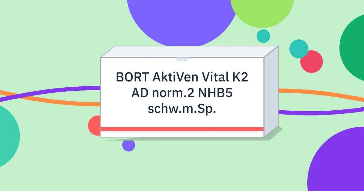 Symbolbild: Packung mit der Aufschrift BORT AktiVen Vital K2 AD norm.2 NHB5 schw.m.Sp. (PZN 17493248) – Verfügbarkeit und Bezug in Apotheken in Frankfurt am Main