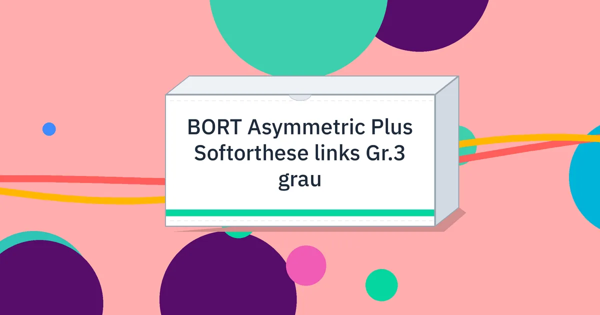 Symbolbild: Packung mit der Aufschrift BORT Asymmetric Plus Softorthese links Gr.3 grau (PZN 20105445) – Verfügbarkeit und Bezug in Apotheken in Frankfurt am Main