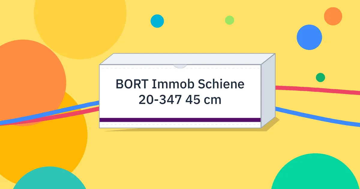 Symbolbild: Packung mit der Aufschrift BORT Immob Schiene 20-347 45 cm (PZN 06085150) – Verfügbarkeit und Bezug in Apotheken in Frankfurt am Main