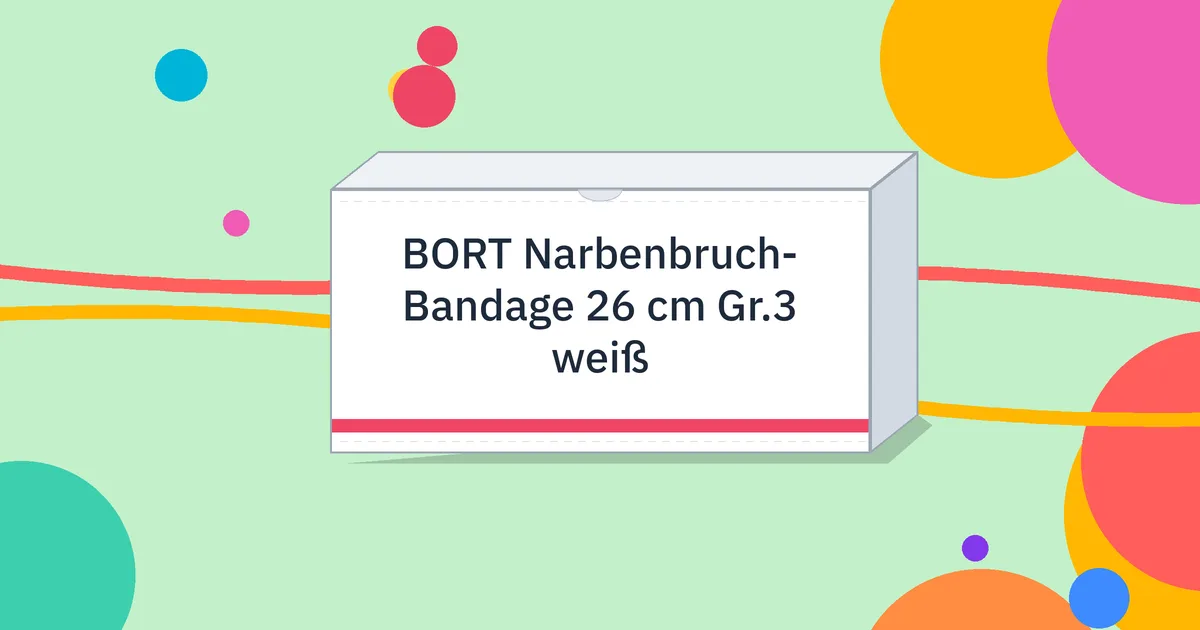 Symbolbild: Packung mit der Aufschrift BORT Narbenbruch-Bandage 26 cm Gr.3 weiß (PZN 11581879) – Verfügbarkeit und Bezug in Apotheken in Frankfurt am Main