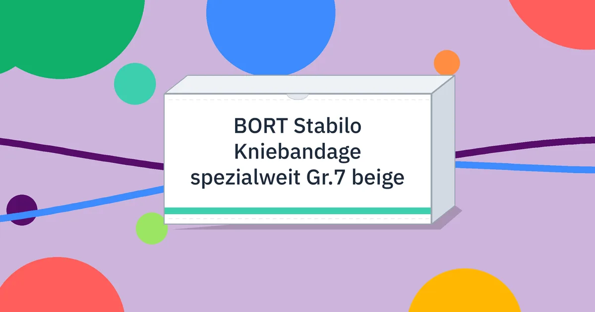 Symbolbild: Packung mit der Aufschrift BORT Stabilo Kniebandage spezialweit Gr.7 beige (PZN 09443816) – Verfügbarkeit und Bezug in Apotheken in Frankfurt am Main