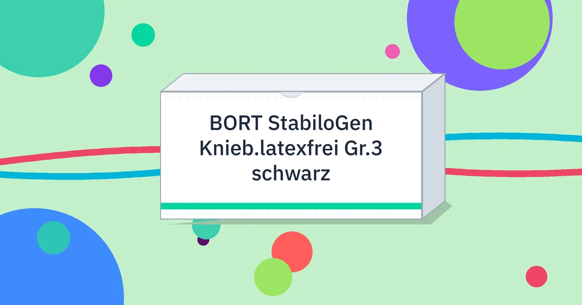 Symbolbild: Packung mit der Aufschrift BORT StabiloGen Knieb.latexfrei Gr.3 schwarz (PZN 16846124) – Verfügbarkeit und Bezug in Apotheken in Frankfurt am Main
