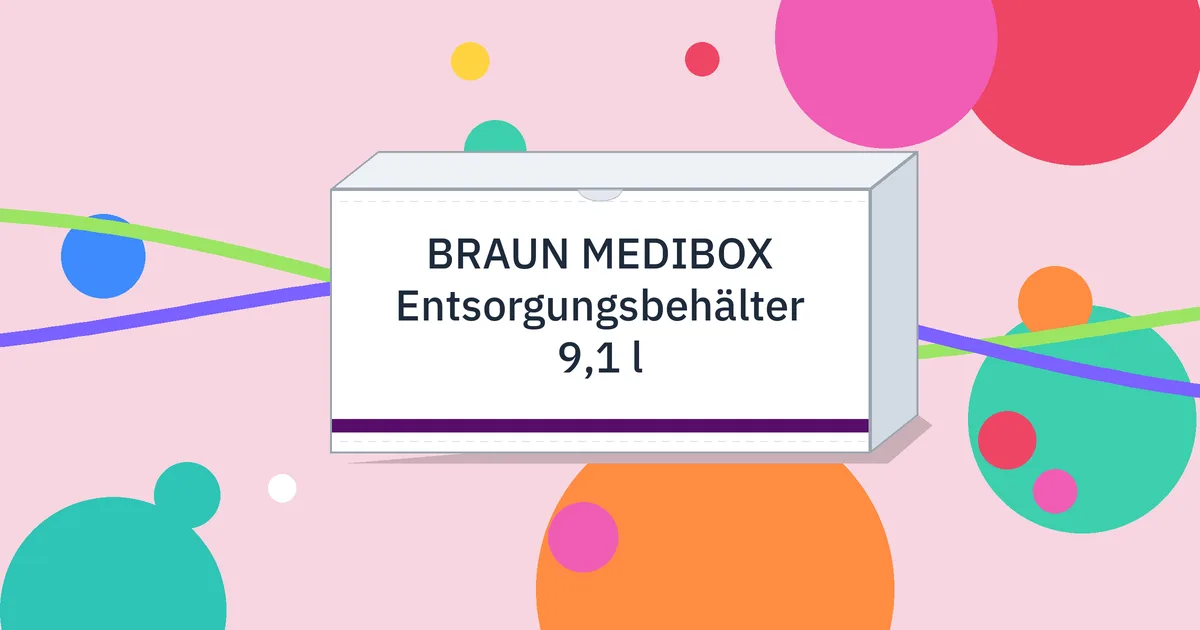 Symbolbild: Packung mit der Aufschrift BRAUN MEDIBOX Entsorgungsbehälter 9,1 l (PZN 18048651) – Verfügbarkeit und Bezug in Apotheken in Frankfurt am Main