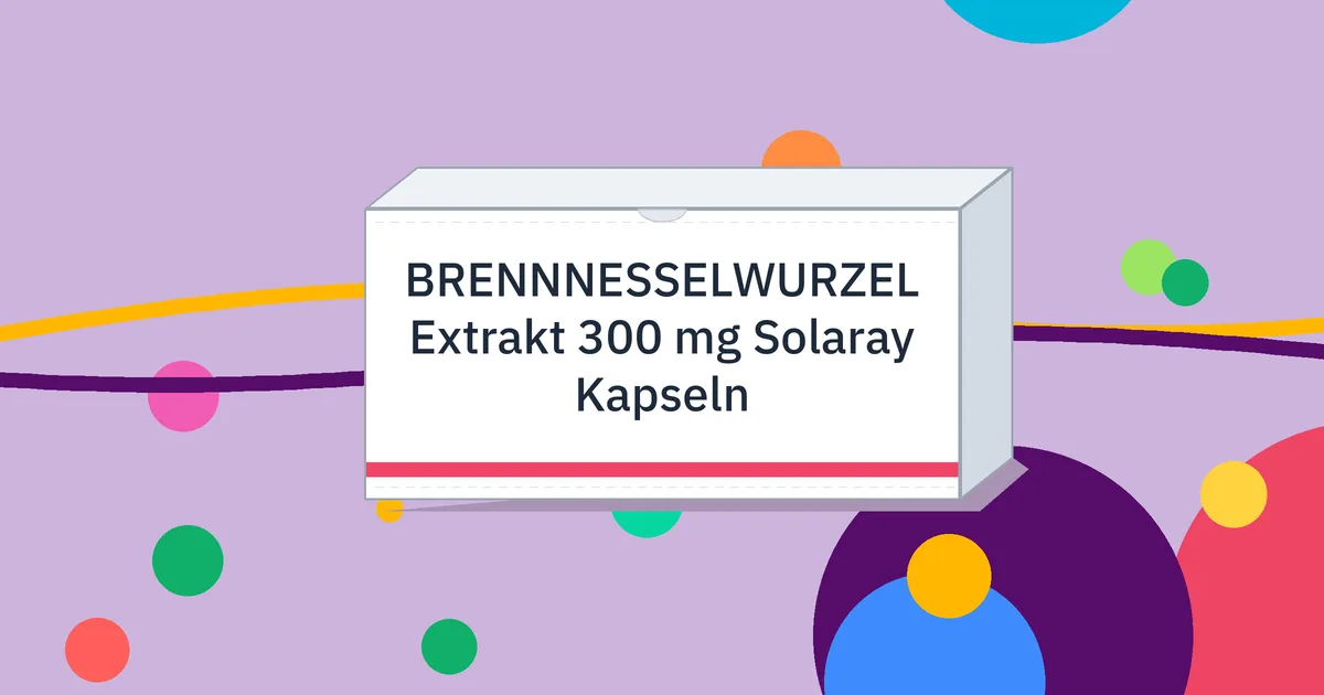 Symbolbild: Packung mit der Aufschrift BRENNNESSELWURZEL Extrakt 300 mg Solaray Kapseln (PZN 17253544) – Verfügbarkeit und Bezug in Apotheken in Frankfurt am Main