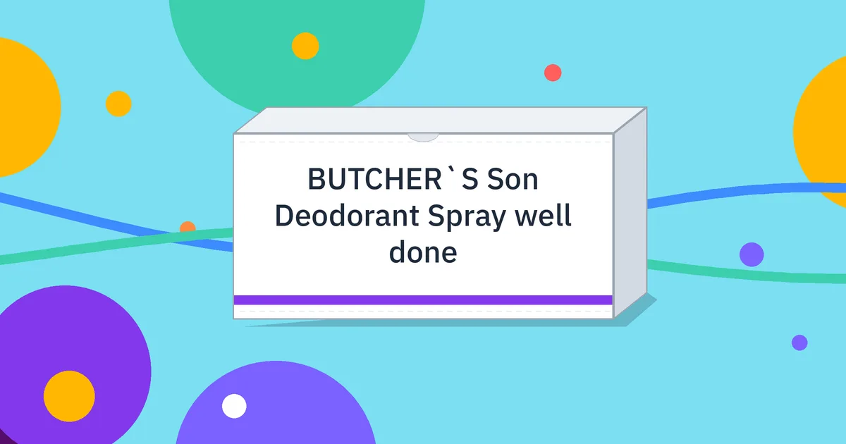 Symbolbild: Packung mit der Aufschrift BUTCHER`S Son Deodorant Spray well done (PZN 16536205) – Verfügbarkeit und Bezug in Apotheken in Frankfurt am Main