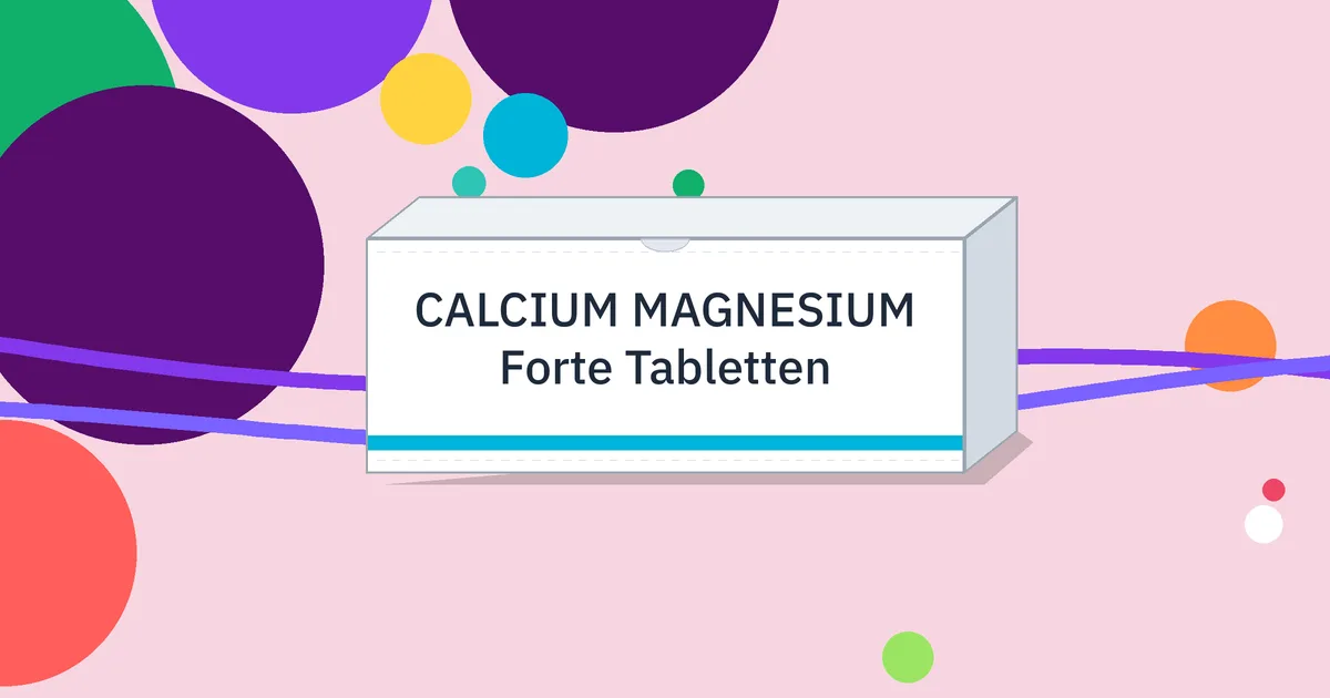 Symbolbild: Packung mit der Aufschrift CALCIUM MAGNESIUM Forte Tabletten (PZN 17890653) – Verfügbarkeit und Bezug in Apotheken in Frankfurt am Main