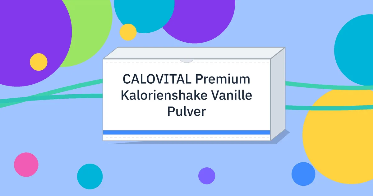 Symbolbild: Packung mit der Aufschrift CALOVITAL Premium Kalorienshake Vanille Pulver (PZN 18724939) – Verfügbarkeit und Bezug in Apotheken in Frankfurt am Main