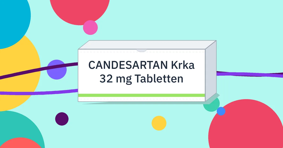 Symbolbild: Packung mit der Aufschrift CANDESARTAN Krka 32 mg Tabletten (PZN 14272529) – Verfügbarkeit und Bezug in Apotheken in Frankfurt am Main