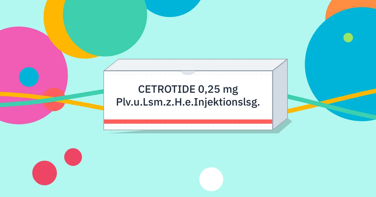 Symbolbild: Packung mit der Aufschrift CETROTIDE 0,25 mg Plv.u.Lsm.z.H.e.Injektionslsg. (PZN 06122069) – Verfügbarkeit und Bezug in Apotheken in Frankfurt am Main