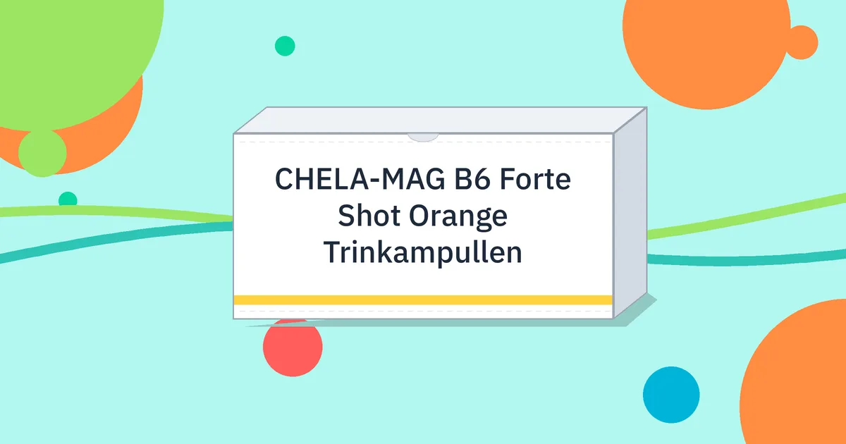 Symbolbild: Packung mit der Aufschrift CHELA-MAG B6 Forte Shot Orange Trinkampullen (PZN 10944765) – Verfügbarkeit und Bezug in Apotheken in Frankfurt am Main