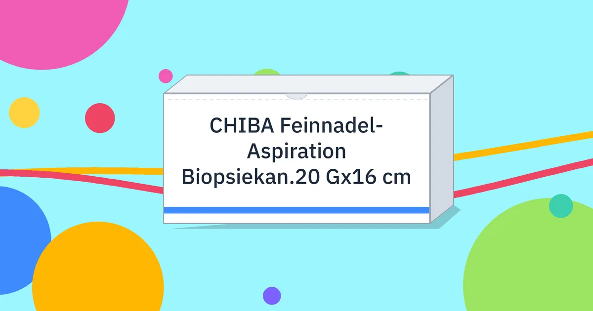 Symbolbild: Packung mit der Aufschrift CHIBA Feinnadel-Aspiration Biopsiekan.20 Gx16 cm (PZN 12497460) – Verfügbarkeit und Bezug in Apotheken in Frankfurt am Main