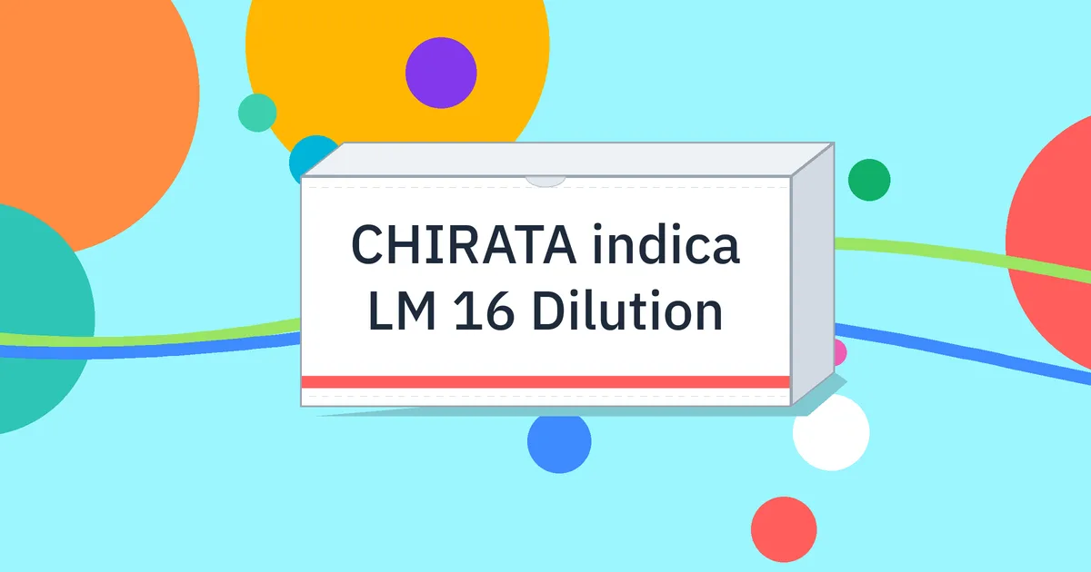 Symbolbild: Packung mit der Aufschrift CHIRATA indica LM 16 Dilution (PZN 13443644) – Verfügbarkeit und Bezug in Apotheken in Frankfurt am Main