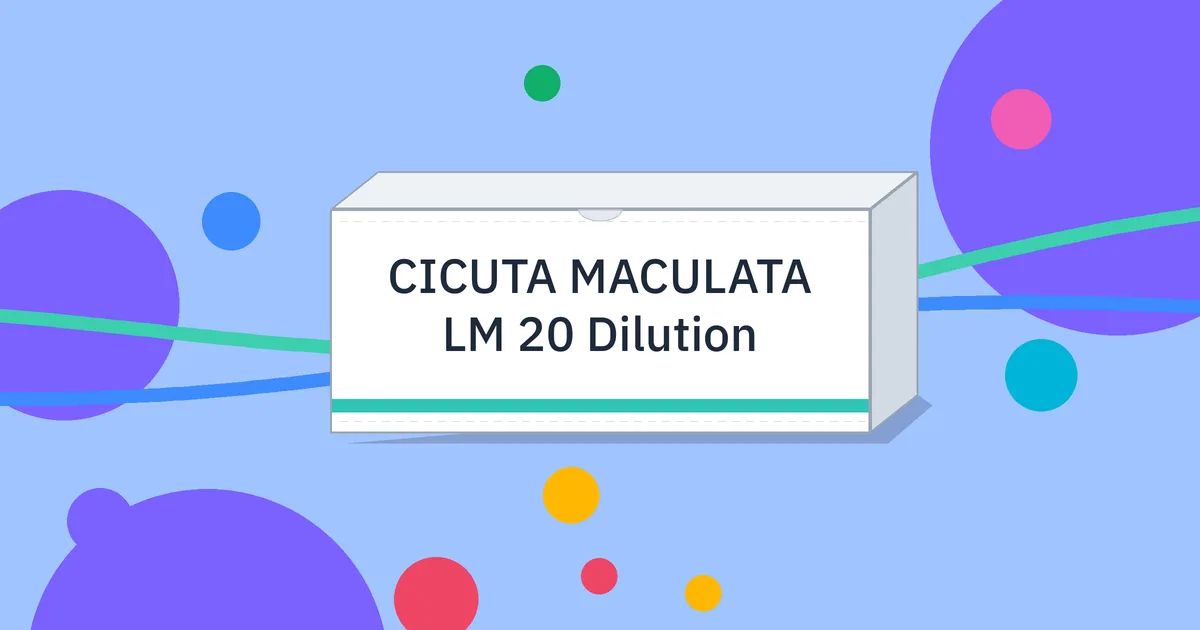 Symbolbild: Packung mit der Aufschrift CICUTA MACULATA LM 20 Dilution (PZN 12818361) – Verfügbarkeit und Bezug in Apotheken in Frankfurt am Main