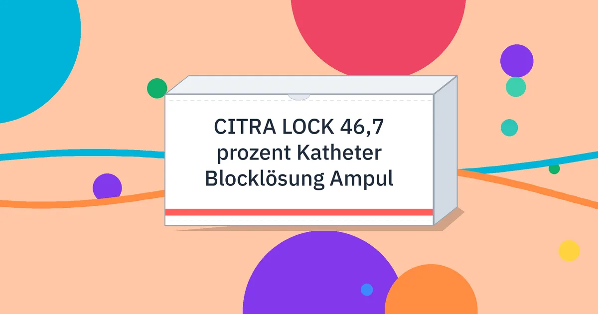 Symbolbild: Packung mit der Aufschrift CITRA LOCK 46,7 prozent Katheter Blocklösung Ampul (PZN 09281118) – Verfügbarkeit und Bezug in Apotheken in Frankfurt am Main