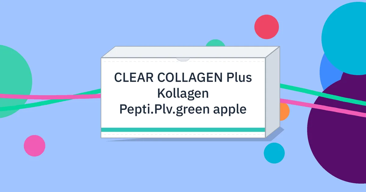 Symbolbild: Packung mit der Aufschrift CLEAR COLLAGEN Plus Kollagen Pepti.Plv.green apple (PZN 20210225) – Verfügbarkeit und Bezug in Apotheken in Frankfurt am Main