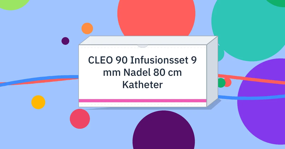 Symbolbild: Packung mit der Aufschrift CLEO 90 Infusionsset 9 mm Nadel 80 cm Katheter (PZN 10204330) – Verfügbarkeit und Bezug in Apotheken in Frankfurt am Main