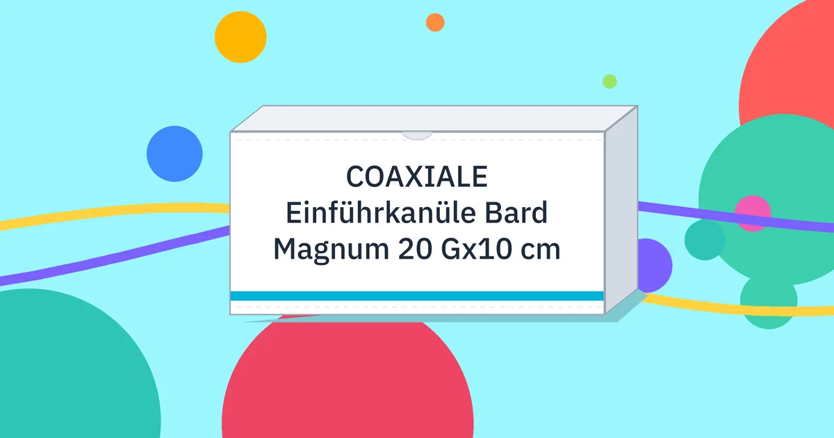 Symbolbild: Packung mit der Aufschrift COAXIALE Einführkanüle Bard Magnum 20 Gx10 cm (PZN 04673339) – Verfügbarkeit und Bezug in Apotheken in Frankfurt am Main