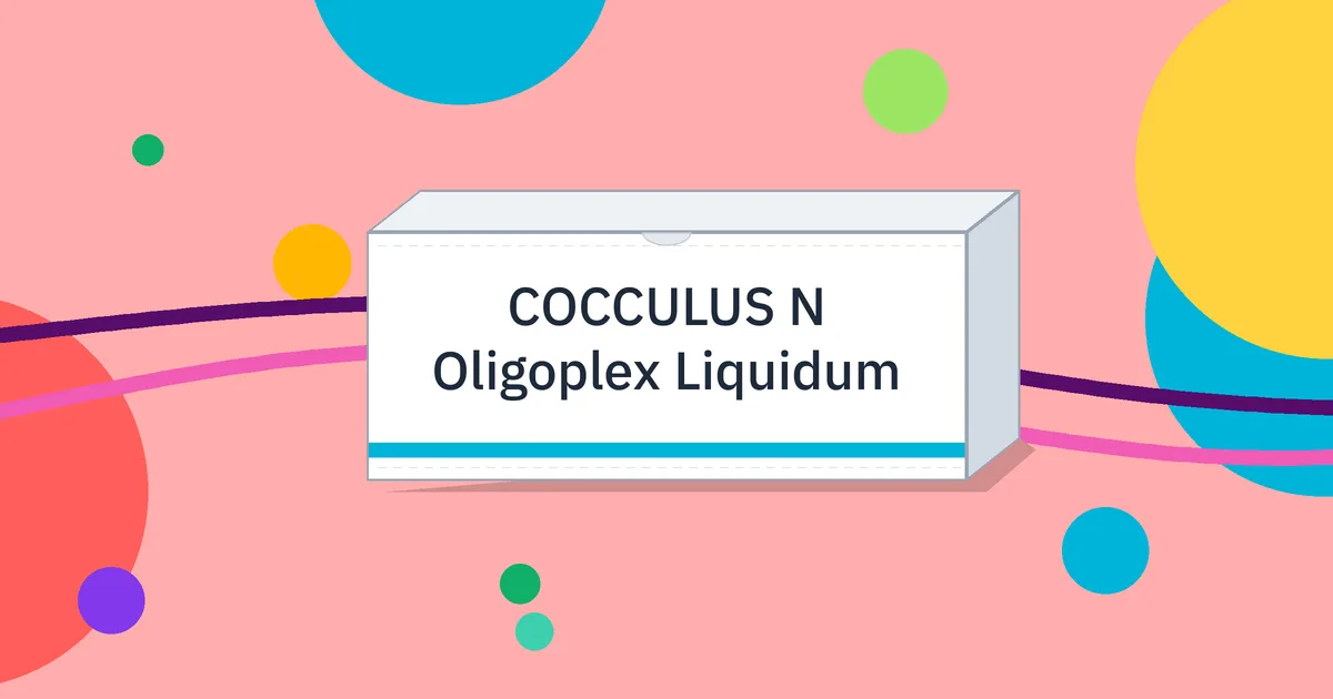 Symbolbild: Packung mit der Aufschrift COCCULUS N Oligoplex Liquidum (PZN 03709934) – Verfügbarkeit und Bezug in Apotheken in Frankfurt am Main