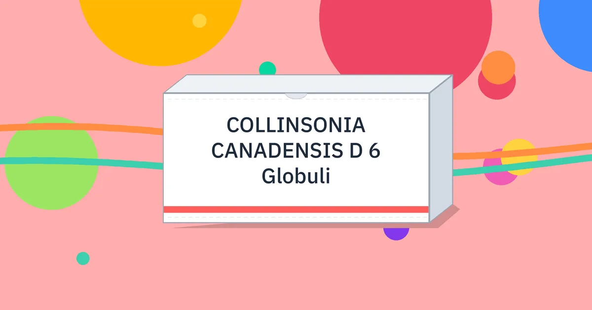 Symbolbild: Packung mit der Aufschrift COLLINSONIA CANADENSIS D 6 Globuli (PZN 04213589) – Verfügbarkeit und Bezug in Apotheken in Frankfurt am Main