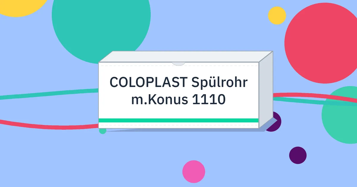 Symbolbild: Packung mit der Aufschrift COLOPLAST Spülrohr m.Konus 1110 (PZN 03268200) – Verfügbarkeit und Bezug in Apotheken in Frankfurt am Main