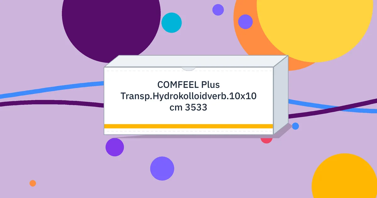 Symbolbild: Packung mit der Aufschrift COMFEEL Plus Transp.Hydrokolloidverb.10x10 cm 3533 (PZN 10284062) – Verfügbarkeit und Bezug in Apotheken in Frankfurt am Main