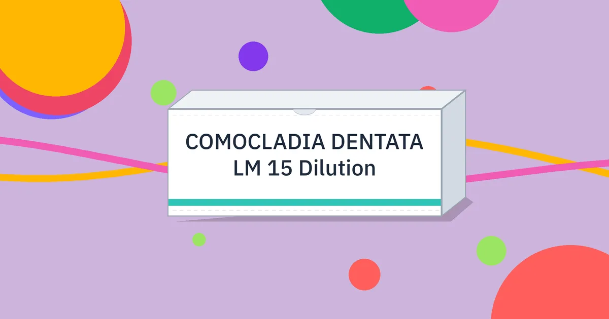 Symbolbild: Packung mit der Aufschrift COMOCLADIA DENTATA LM 15 Dilution (PZN 13449256) – Verfügbarkeit und Bezug in Apotheken in Frankfurt am Main