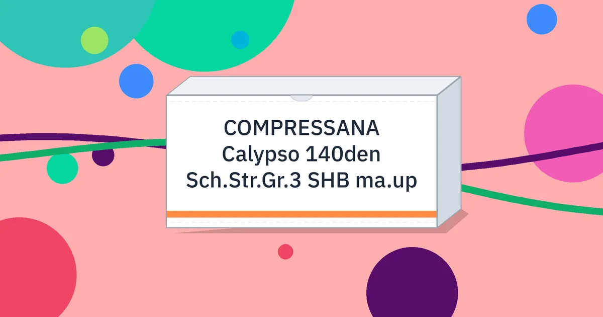 Symbolbild: Packung mit der Aufschrift COMPRESSANA Calypso 140den Sch.Str.Gr.3 SHB ma.up (PZN 05704740) – Verfügbarkeit und Bezug in Apotheken in Frankfurt am Main