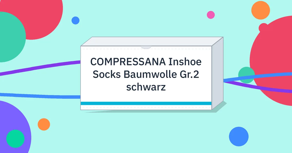 Symbolbild: Packung mit der Aufschrift COMPRESSANA Inshoe Socks Baumwolle Gr.2 schwarz (PZN 09210934) – Verfügbarkeit und Bezug in Apotheken in Frankfurt am Main