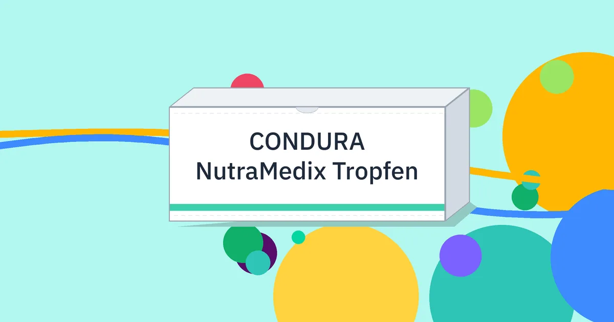 Symbolbild: Packung mit der Aufschrift CONDURA NutraMedix Tropfen (PZN 18103433) – Verfügbarkeit und Bezug in Apotheken in Frankfurt am Main