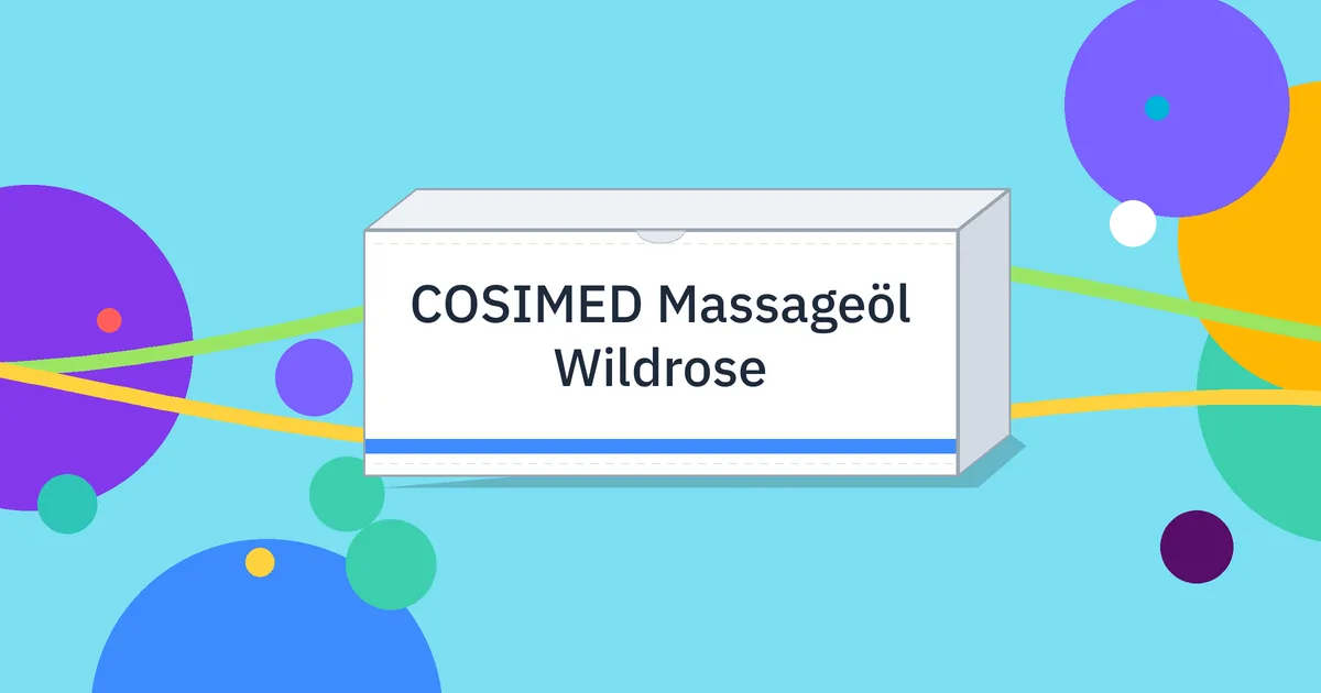 Symbolbild: Packung mit der Aufschrift COSIMED Massageöl Wildrose (PZN 15746053) – Verfügbarkeit und Bezug in Apotheken in Frankfurt am Main