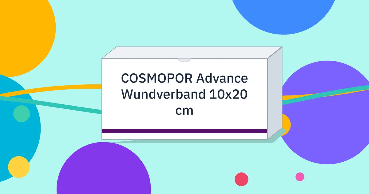 Symbolbild: Packung mit der Aufschrift COSMOPOR Advance Wundverband 10x20 cm (PZN 03546550) – Verfügbarkeit und Bezug in Apotheken in Frankfurt am Main