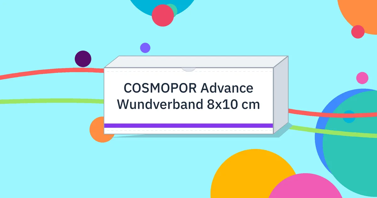 Symbolbild: Packung mit der Aufschrift COSMOPOR Advance Wundverband 8x10 cm (PZN 15824557) – Verfügbarkeit und Bezug in Apotheken in Frankfurt am Main