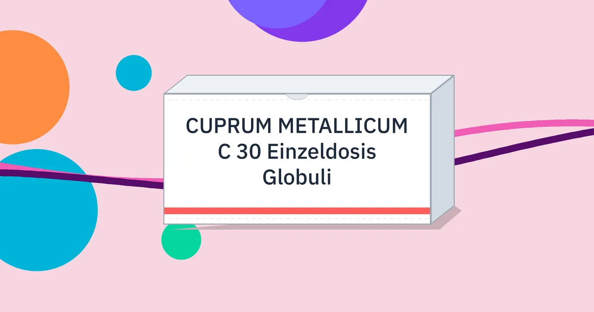 Symbolbild: Packung mit der Aufschrift CUPRUM METALLICUM C 30 Einzeldosis Globuli (PZN 01543211) – Verfügbarkeit und Bezug in Apotheken in Frankfurt am Main