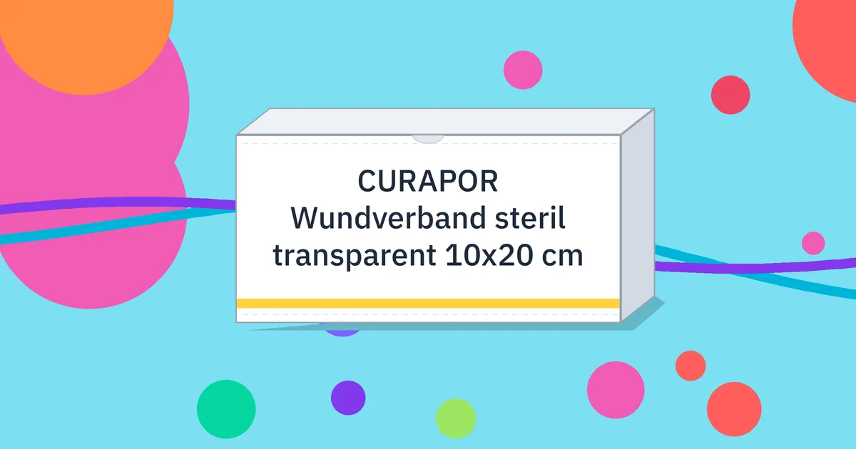 Symbolbild: Packung mit der Aufschrift CURAPOR Wundverband steril transparent 10x20 cm (PZN 19077494) – Verfügbarkeit und Bezug in Apotheken in Frankfurt am Main