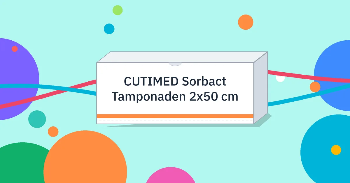 Symbolbild: Packung mit der Aufschrift CUTIMED Sorbact Tamponaden 2x50 cm (PZN 16827931) – Verfügbarkeit und Bezug in Apotheken in Frankfurt am Main