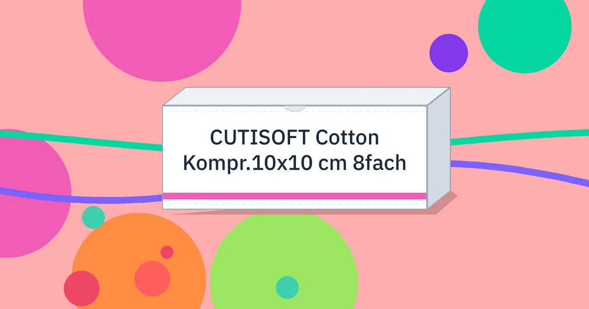 Symbolbild: Packung mit der Aufschrift CUTISOFT Cotton Kompr.10x10 cm 8fach (PZN 12655918) – Verfügbarkeit und Bezug in Apotheken in Frankfurt am Main