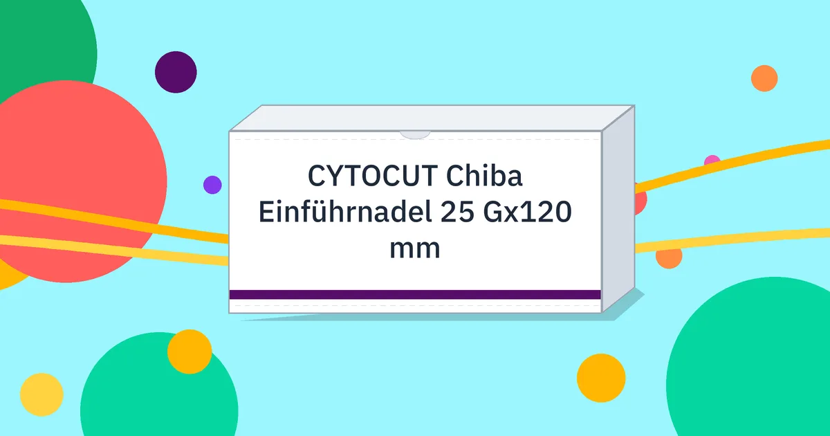Symbolbild: Packung mit der Aufschrift CYTOCUT Chiba Einführnadel 25 Gx120 mm (PZN 16919751) – Verfügbarkeit und Bezug in Apotheken in Frankfurt am Main