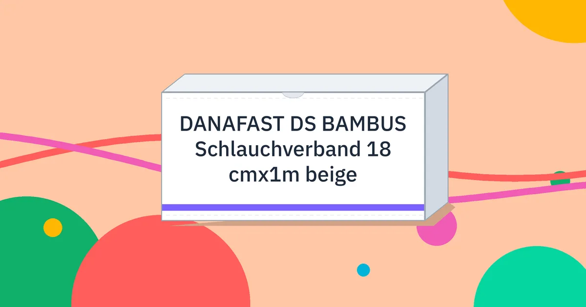 Symbolbild: Packung mit der Aufschrift DANAFAST DS BAMBUS Schlauchverband 18 cmx1m beige (PZN 18368315) – Verfügbarkeit und Bezug in Apotheken in Frankfurt am Main