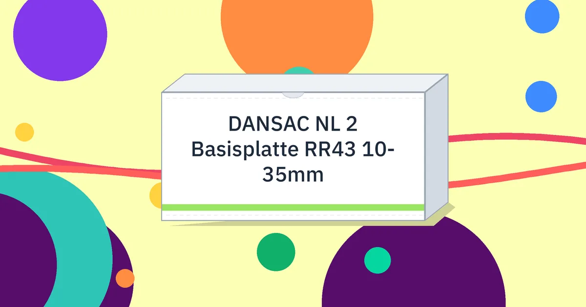 Symbolbild: Packung mit der Aufschrift DANSAC NL 2 Basisplatte RR43 10-35mm (PZN 06559323) – Verfügbarkeit und Bezug in Apotheken in Frankfurt am Main