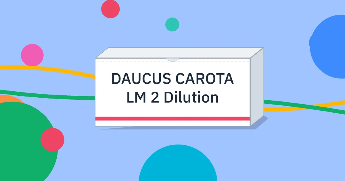Symbolbild: Packung mit der Aufschrift DAUCUS CAROTA LM 2 Dilution (PZN 13462707) – Verfügbarkeit und Bezug in Apotheken in Frankfurt am Main