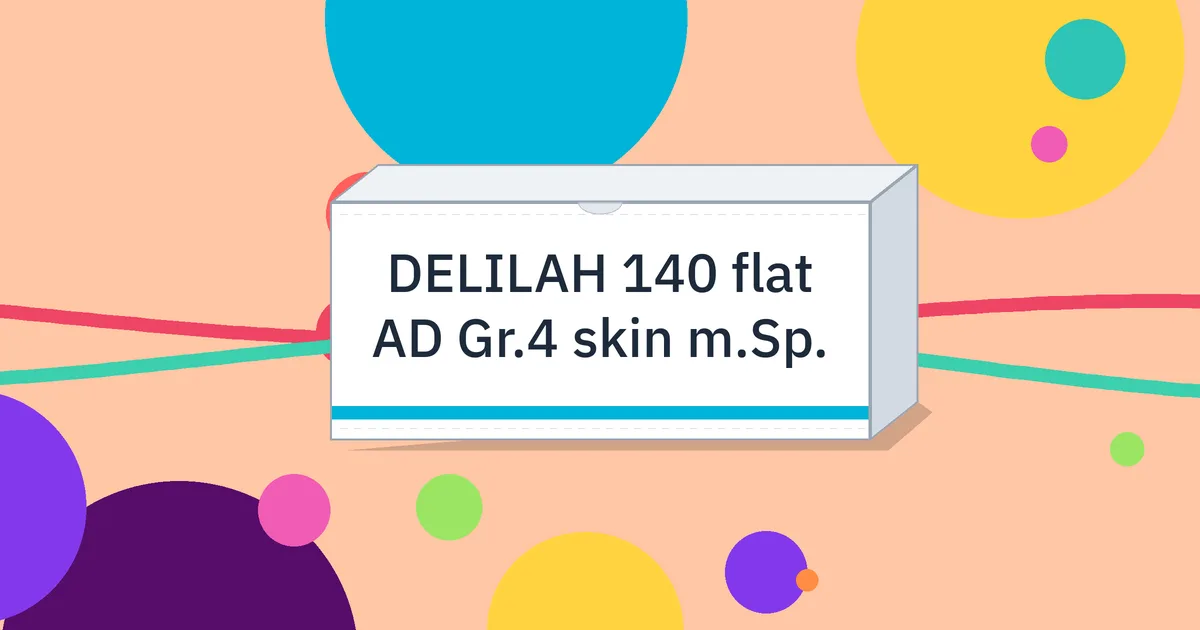 Symbolbild: Packung mit der Aufschrift DELILAH 140 flat AD Gr.4 skin m.Sp. (PZN 14247081) – Verfügbarkeit und Bezug in Apotheken in Frankfurt am Main