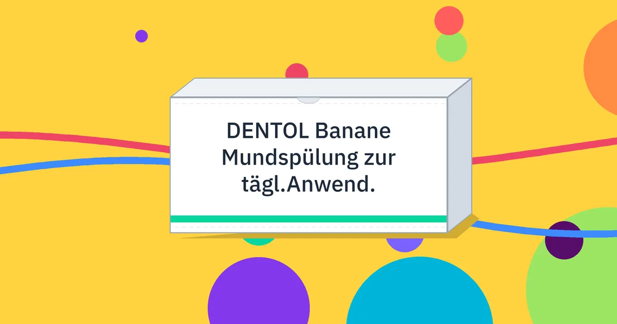 Symbolbild: Packung mit der Aufschrift DENTOL Banane Mundspülung zur tägl.Anwend. (PZN 17436109) – Verfügbarkeit und Bezug in Apotheken in Frankfurt am Main