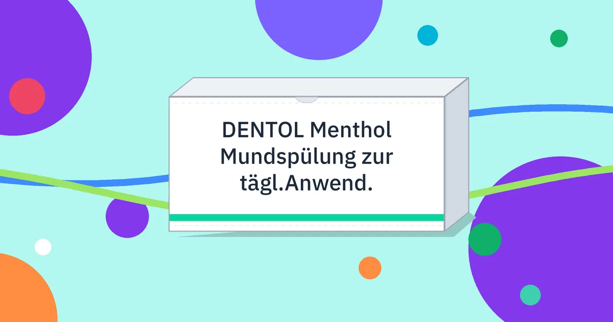 Symbolbild: Packung mit der Aufschrift DENTOL Menthol Mundspülung zur tägl.Anwend. (PZN 17436078) – Verfügbarkeit und Bezug in Apotheken in Frankfurt am Main