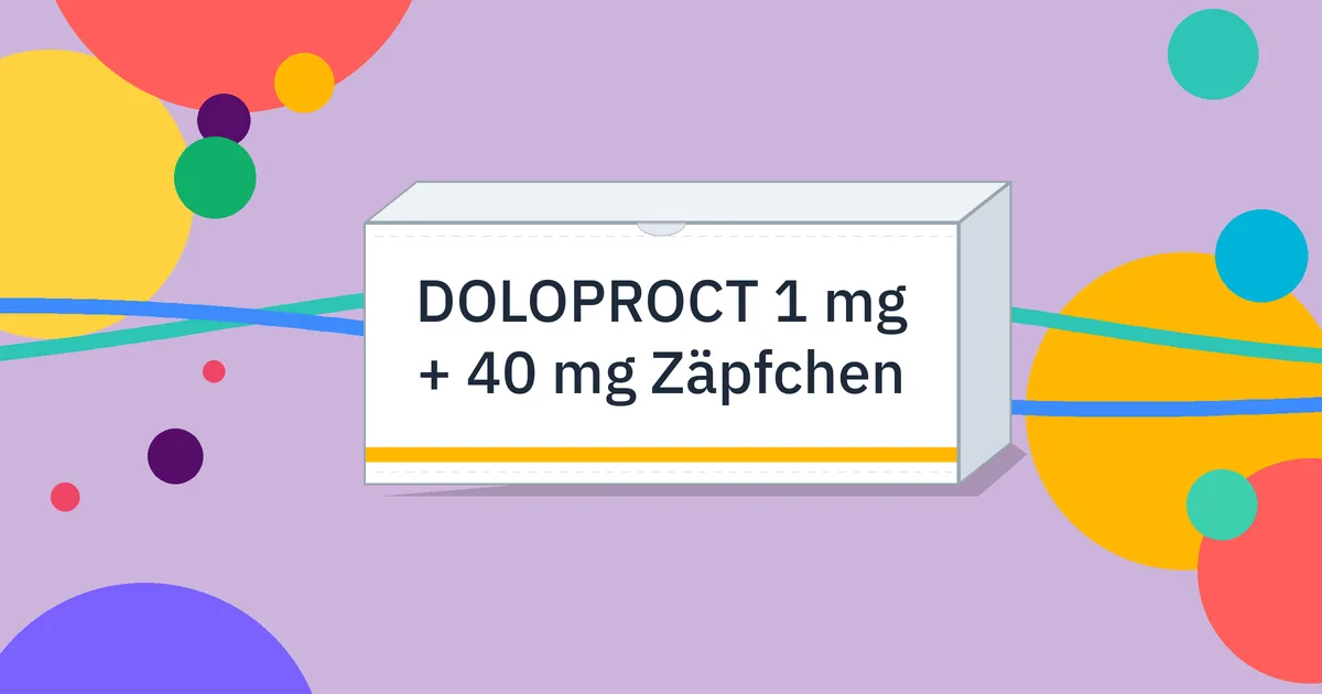 Symbolbild: Packung mit der Aufschrift DOLOPROCT 1 mg + 40 mg Zäpfchen (PZN 03130536) – Verfügbarkeit und Bezug in Apotheken in Frankfurt am Main