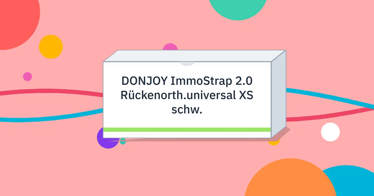 Symbolbild: Packung mit der Aufschrift DONJOY ImmoStrap 2.0 Rückenorth.universal XS schw. (PZN 20571058) – Verfügbarkeit und Bezug in Apotheken in Frankfurt am Main