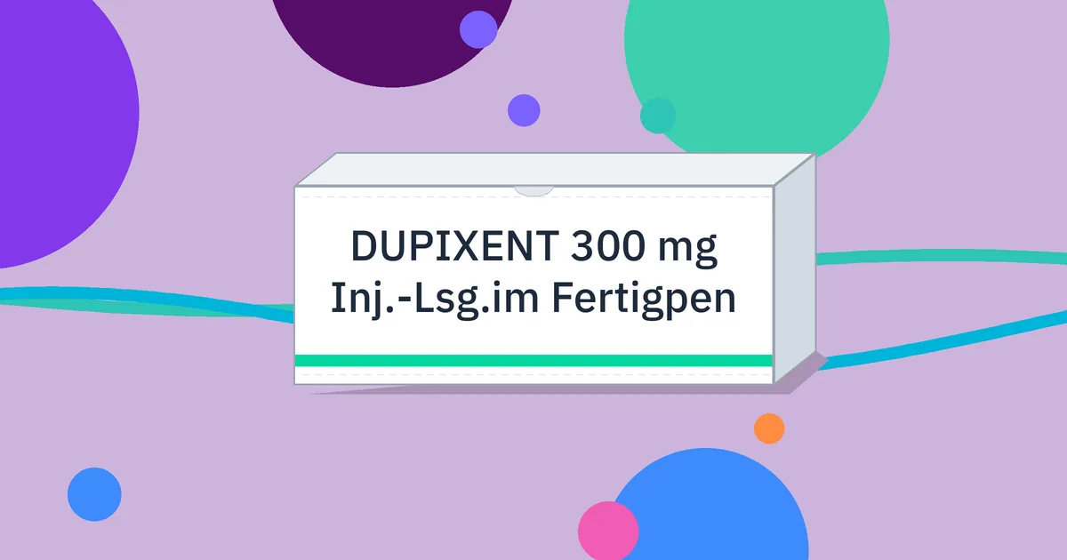 Symbolbild: Packung mit der Aufschrift DUPIXENT 300 mg Inj.-Lsg.im Fertigpen (PZN 16804427) – Verfügbarkeit und Bezug in Apotheken in Frankfurt am Main