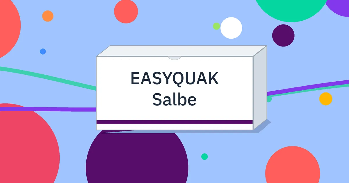 Symbolbild: Packung mit der Aufschrift EASYQUAK Salbe (PZN 19077471) – Verfügbarkeit und Bezug in Apotheken in Frankfurt am Main