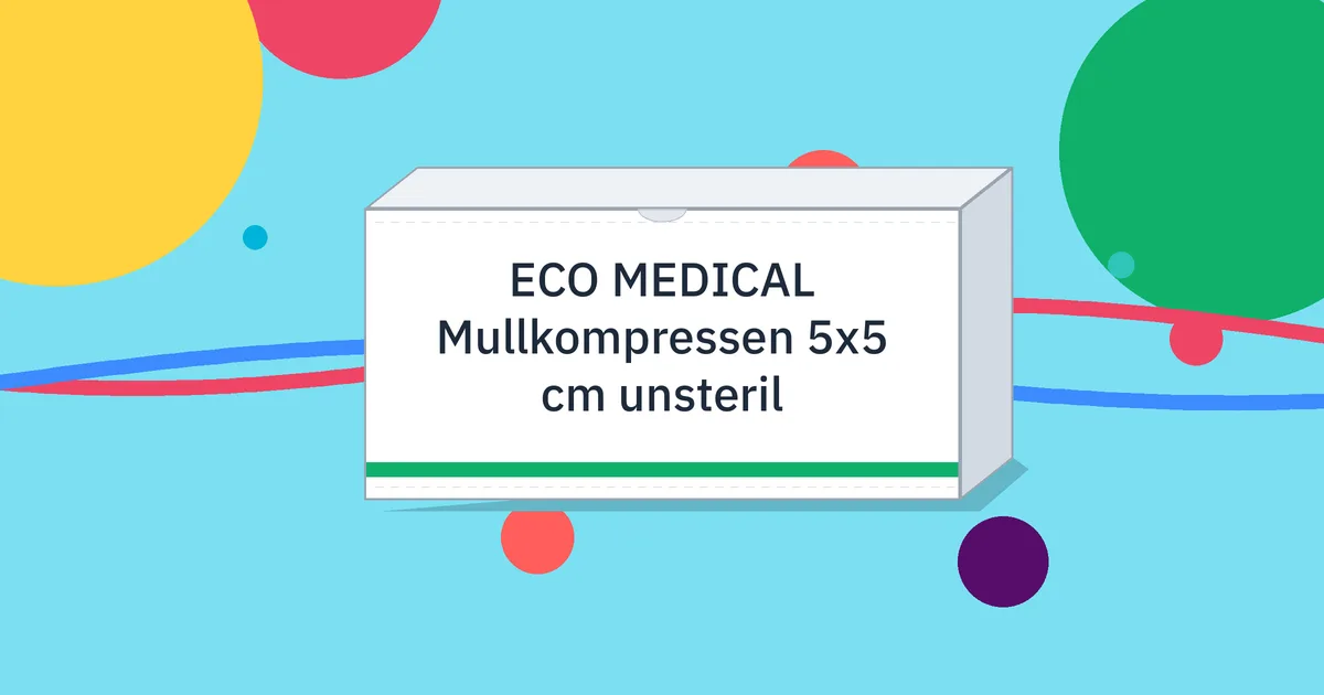 Symbolbild: Packung mit der Aufschrift ECO MEDICAL Mullkompressen 5x5 cm unsteril (PZN 00728210) – Verfügbarkeit und Bezug in Apotheken in Frankfurt am Main